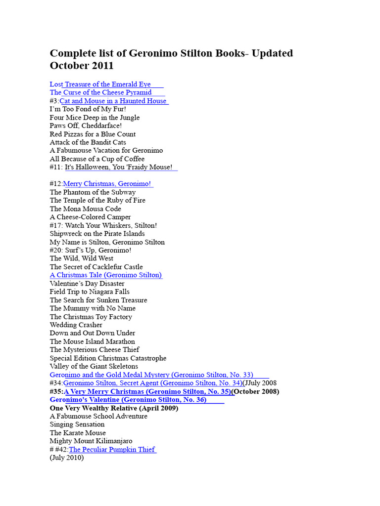 Complete List of Geronimo Stilton Books | PDF