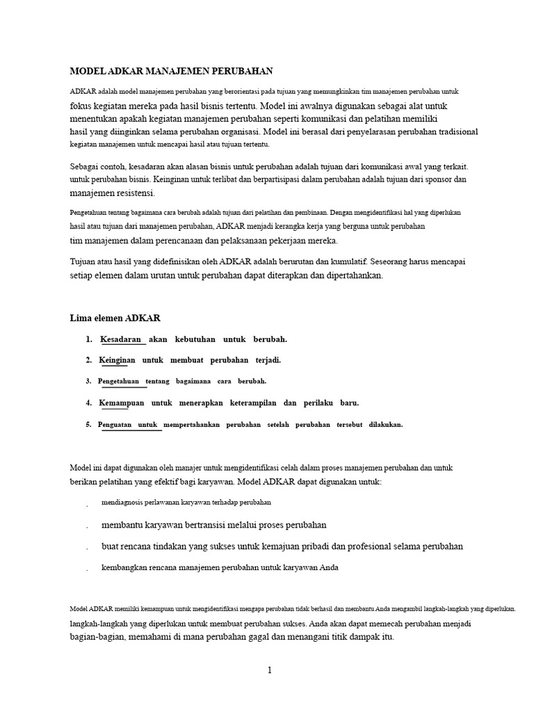 Memahami Model ADKAR dalam Perubahan | PDF