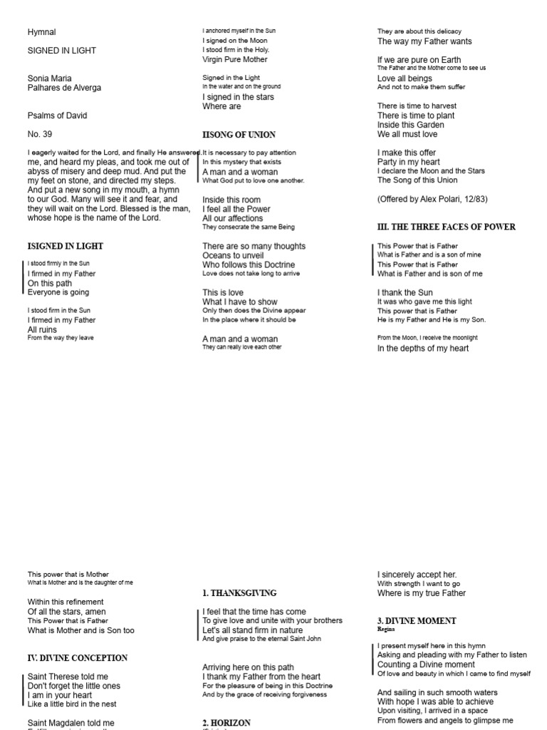 Spiritual Hymns of Unity and Love | PDF | Mary, Mother Of Jesus | Jesus