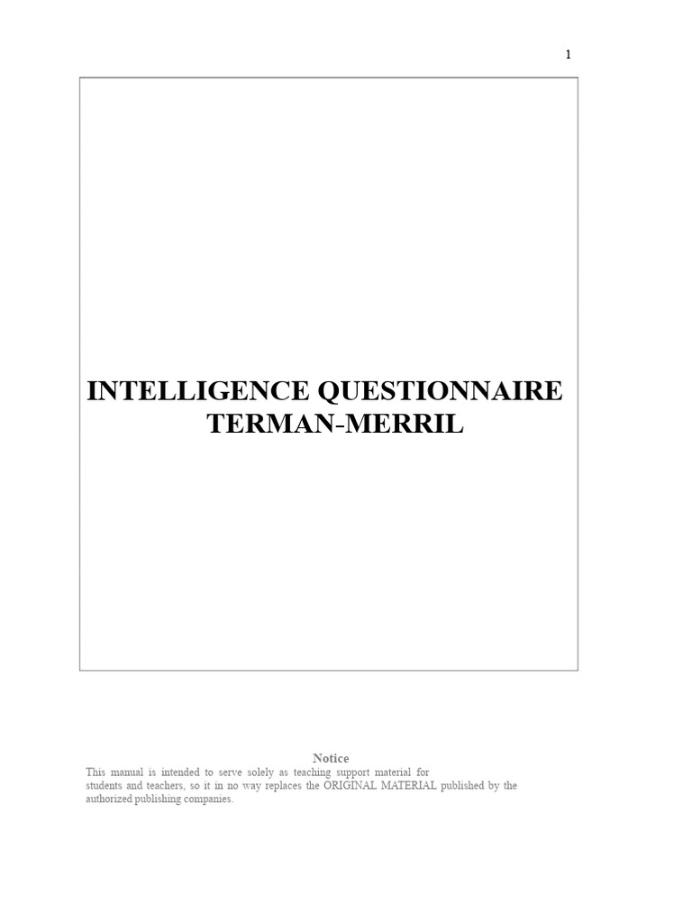 Terman Intelligence Questionnaire | PDF | Thought | Intelligence
