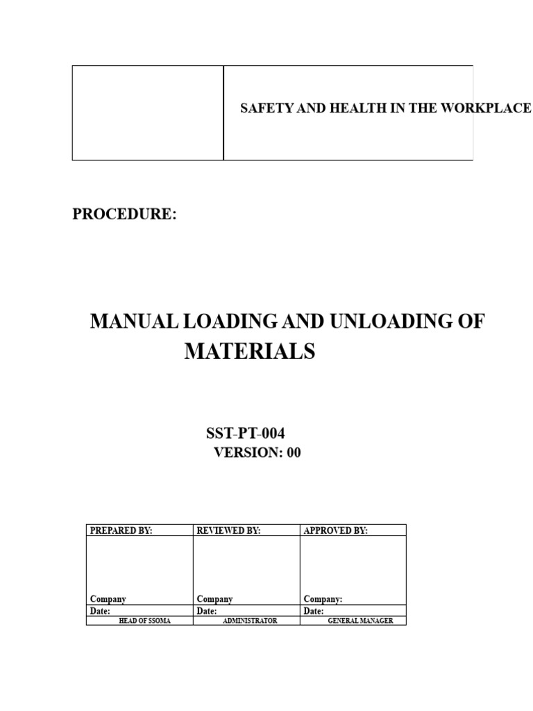 Manual Loading Safety Checklist | PDF | Occupational Safety And Health ...