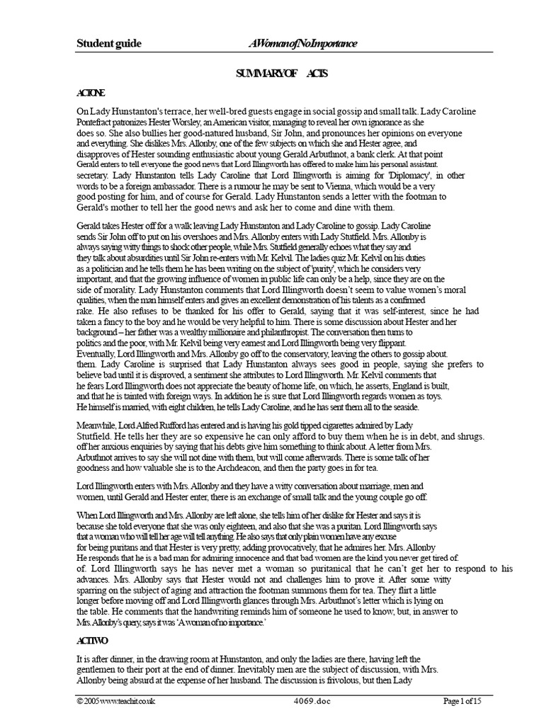A Woman of No Importance by Oscar Wilde | PDF