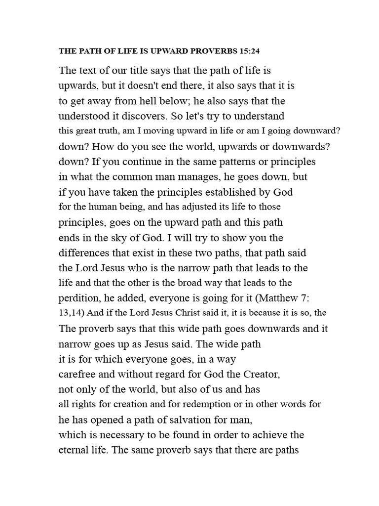 Upward Path of Life: Proverbs 15:24 | PDF
