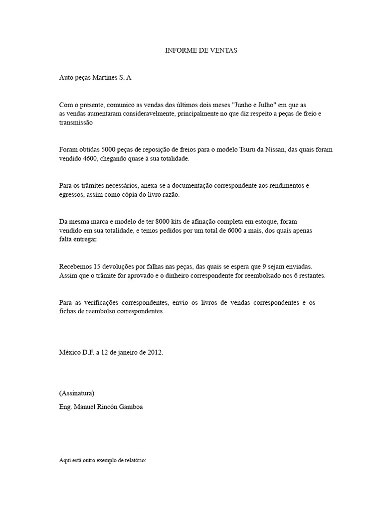 Modelo de Relatório Simples | PDF