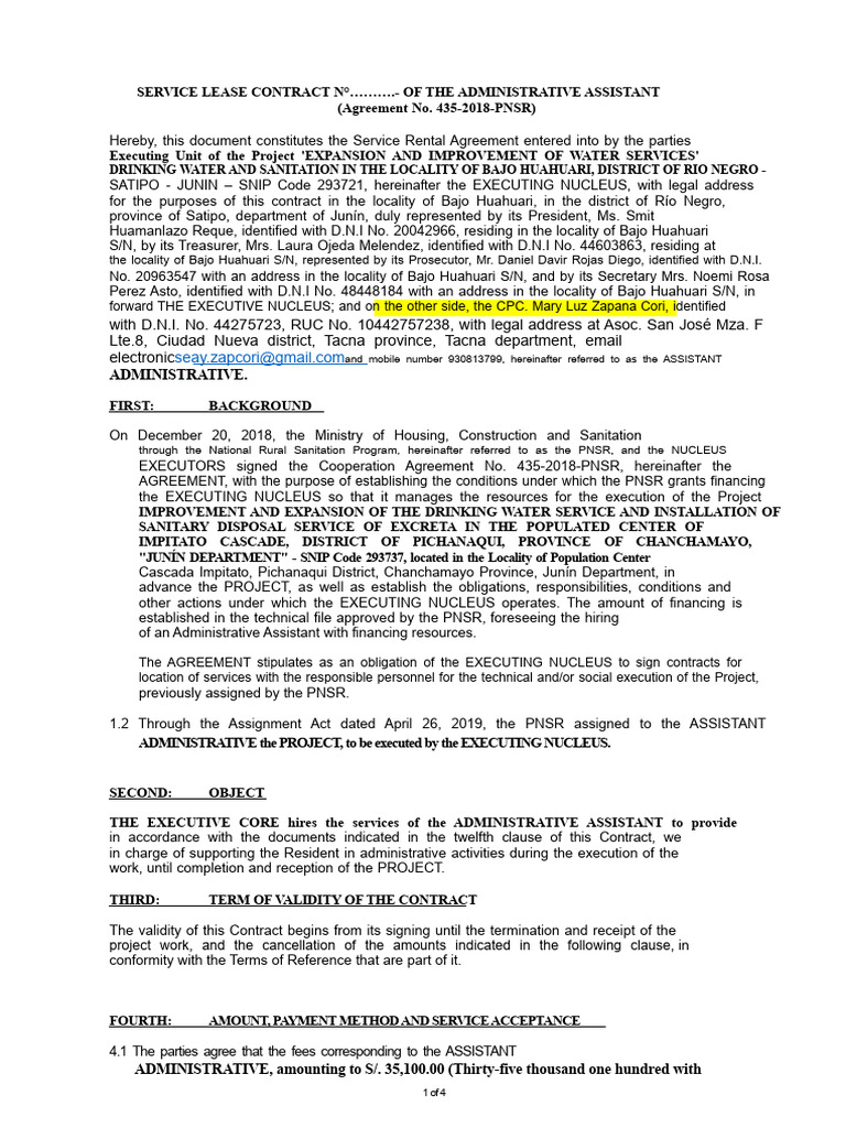 Administrative Assistant Contract | PDF | Justice | Crime & Violence