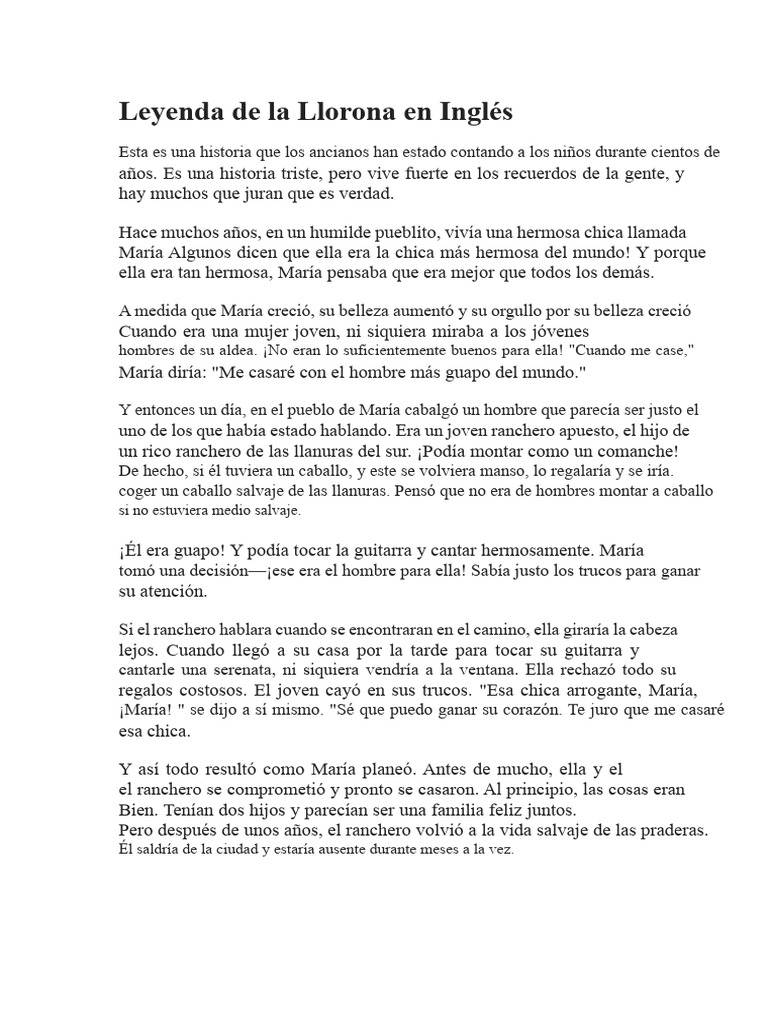 La Llorona (The Weeping Woman) | PDF