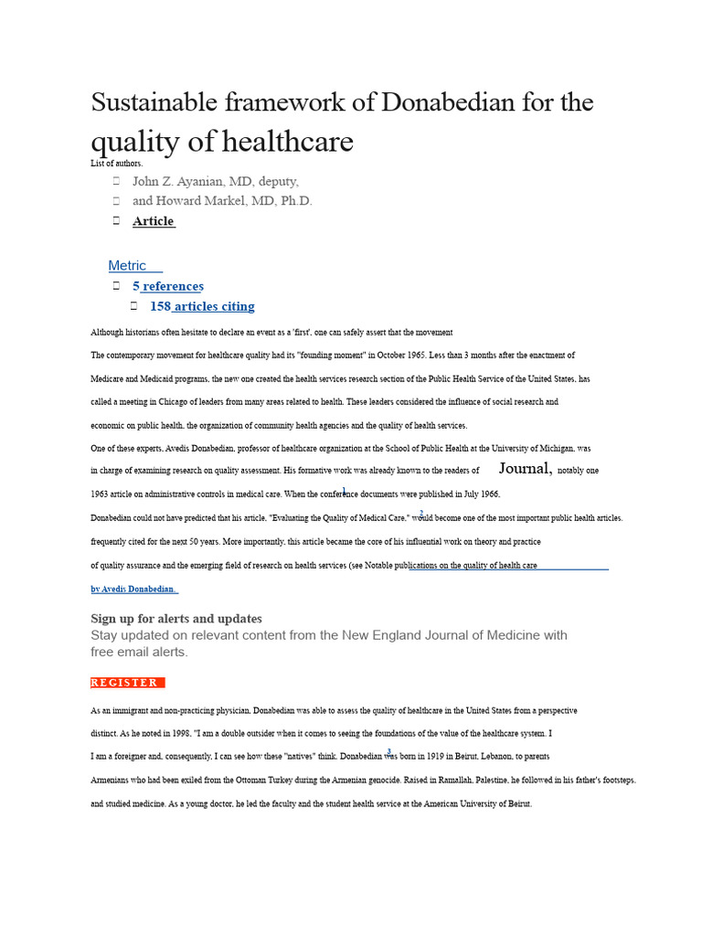 Donabedian's Sustainable Healthcare Quality Framework | PDF | Social ...