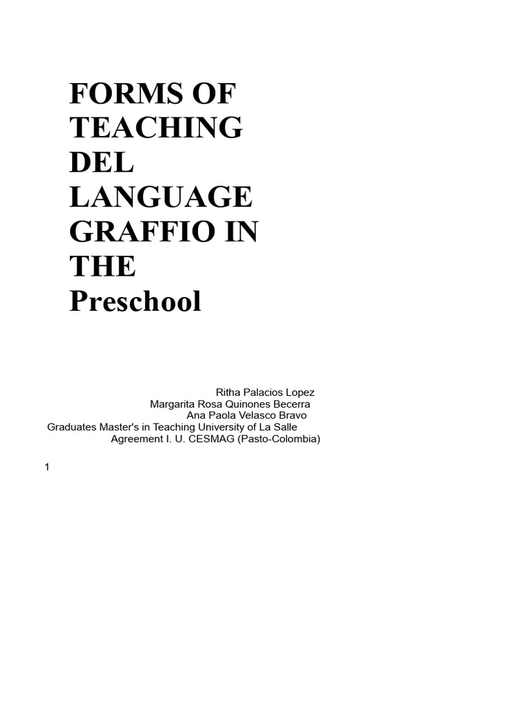 Forms of Teaching Graphic Language in Preschool | PDF | Thought ...