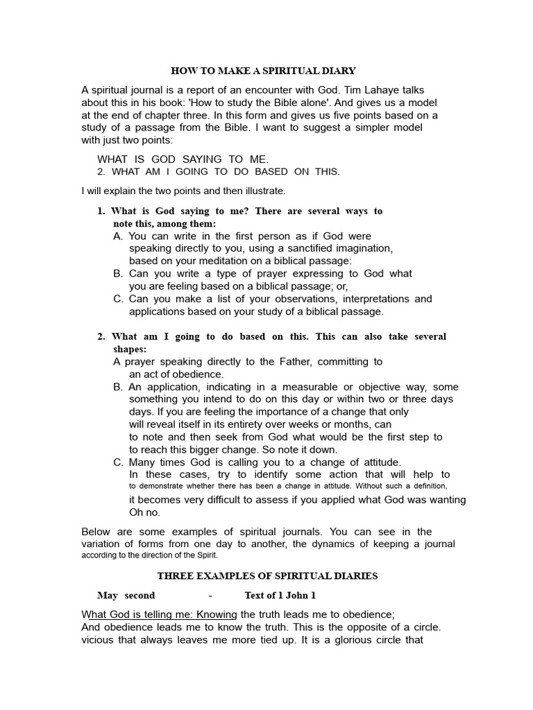 Creating a Spiritual Diary Guide | PDF | Prayer | Bible