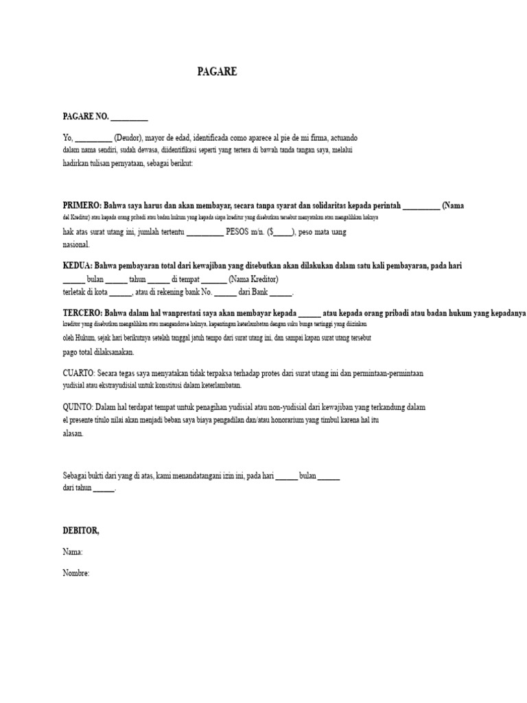 Model Surat Utang Dan Surat Instruksi | PDF