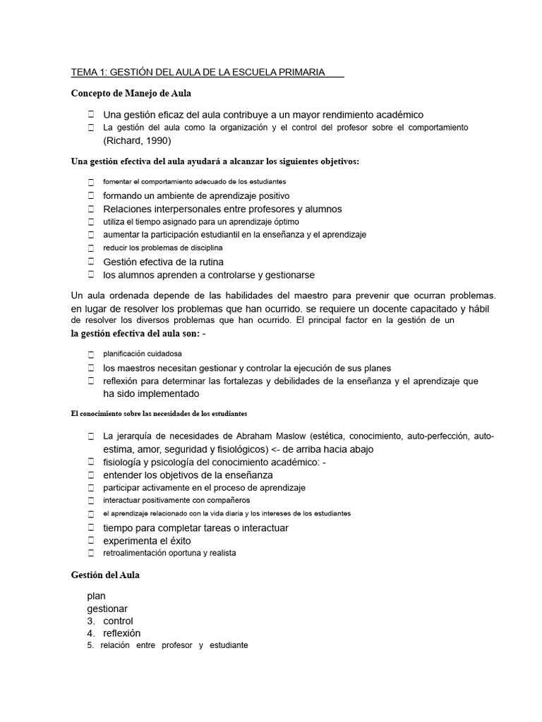 Manejo Del Aula | PDF | La gestión del aula | Salón de clases