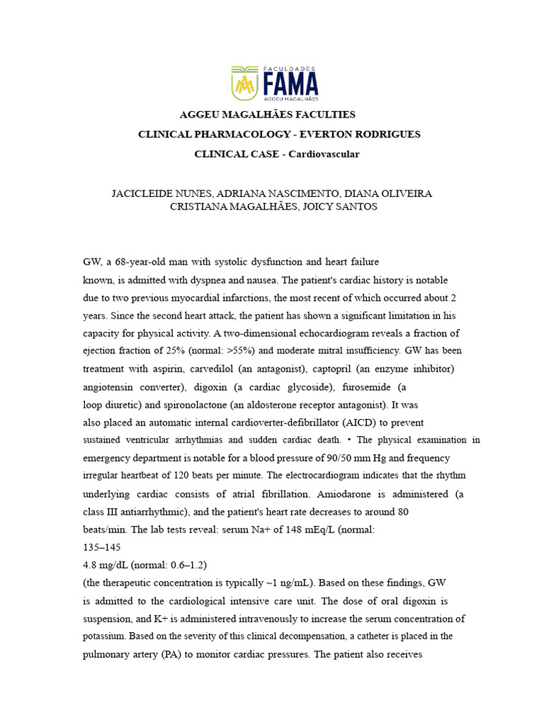 Cardiovascular Case Study: Heart Failure Management | PDF | Heart ...