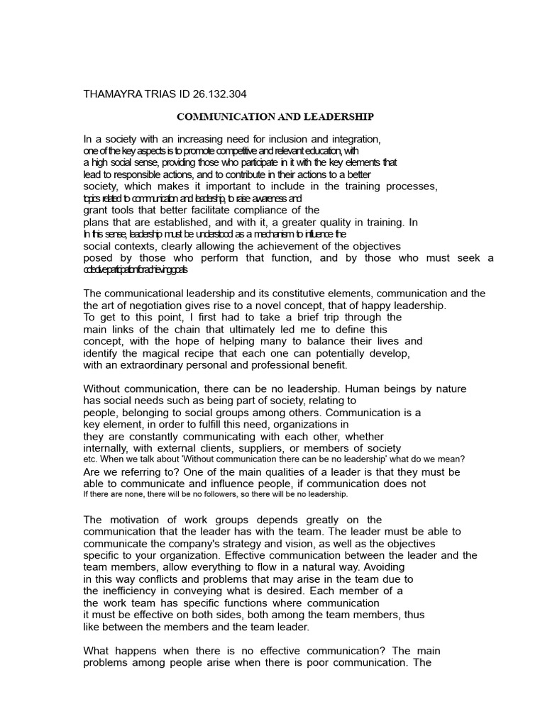 Communication and Leadership Insights | PDF | Communication | Leadership
