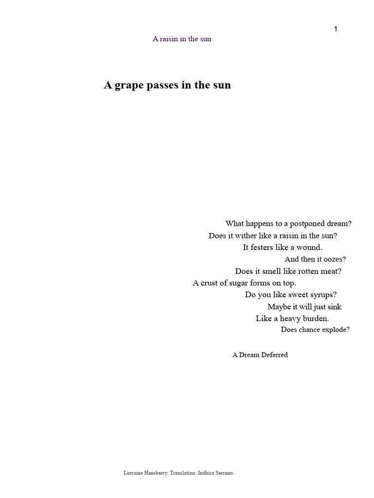 A Raisin in The Sun | PDF