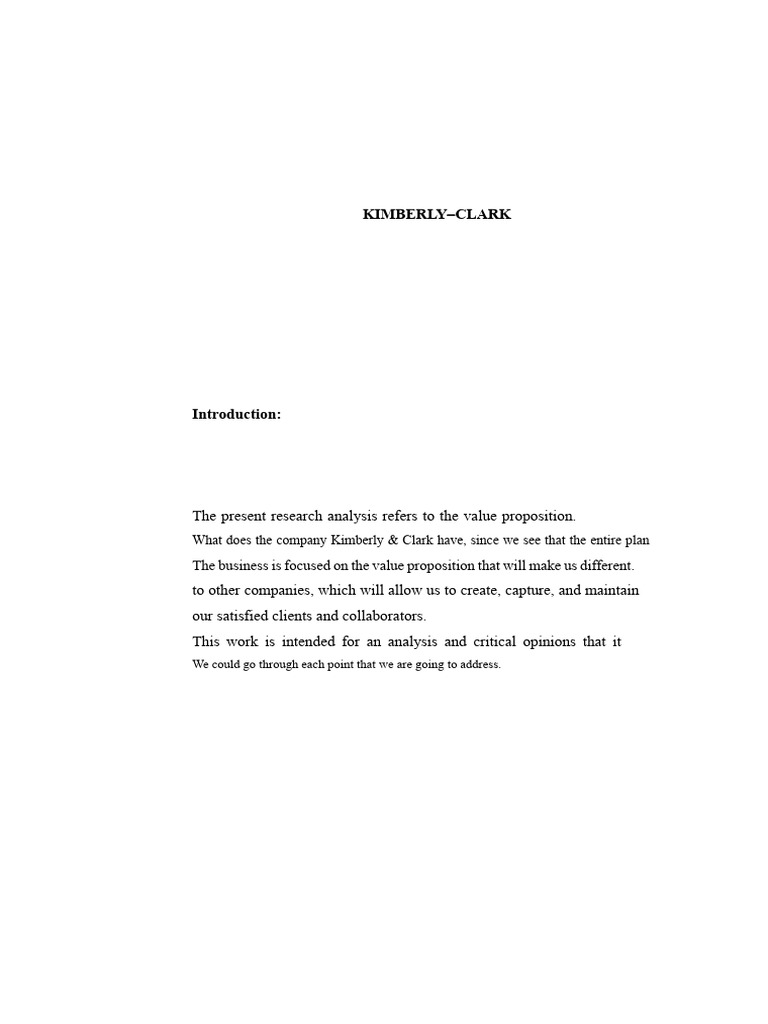 Kimberly-Clark Value Proposition Analysis | PDF | Brand | Market ...