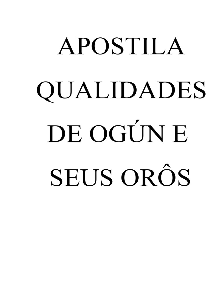 Apostila Qualidades de Ogún e Seus Orôs 1 | PDF
