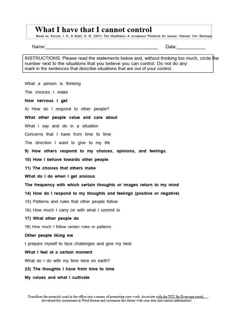 Control vs. Uncontrollable Factors | PDF