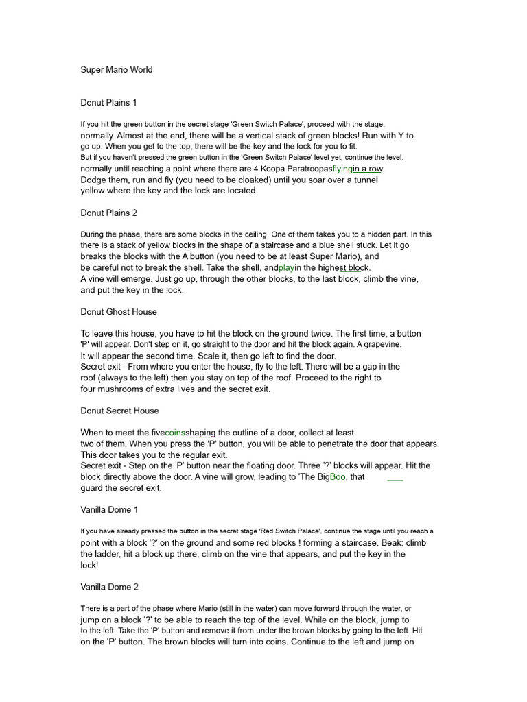 Super Mario World Secret Exits Guide | PDF | Nintendo Franchises | Nintendo
