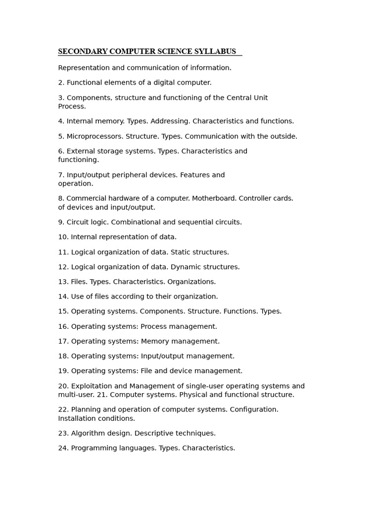 Secondary Computer Science Curriculum | PDF | Databases | System