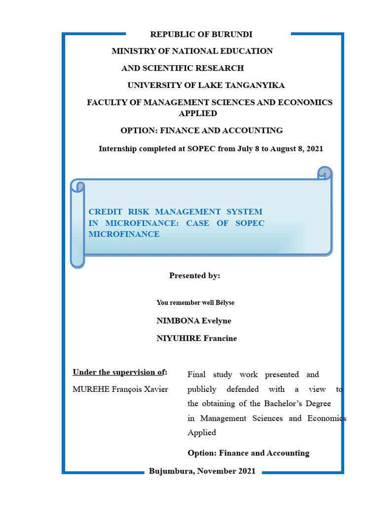Internship Report of Belyse Evelyne and Francine | PDF | Methodology ...