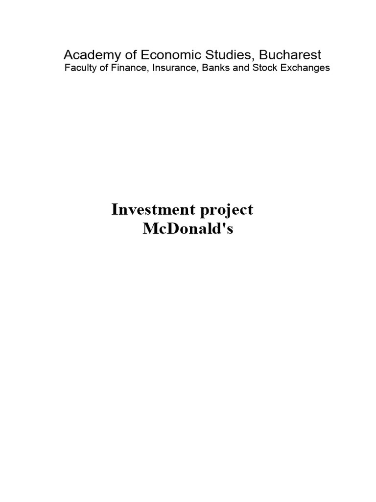 McDonald's Investment Project | PDF | Franchising | Equity (Finance)
