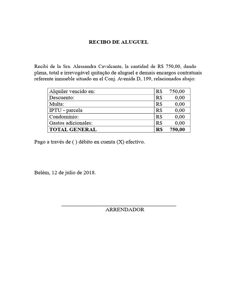 Recibo de Alquiler | PDF