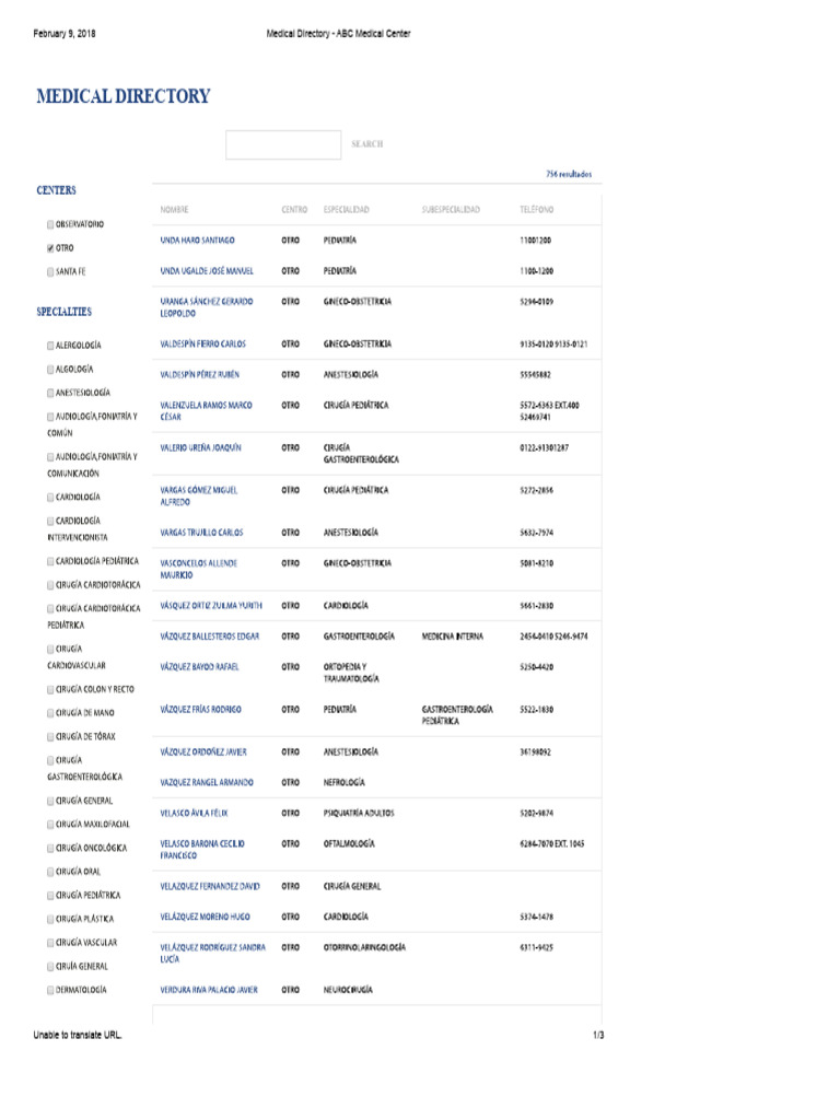 ABC Medical Center Directory Guide | PDF
