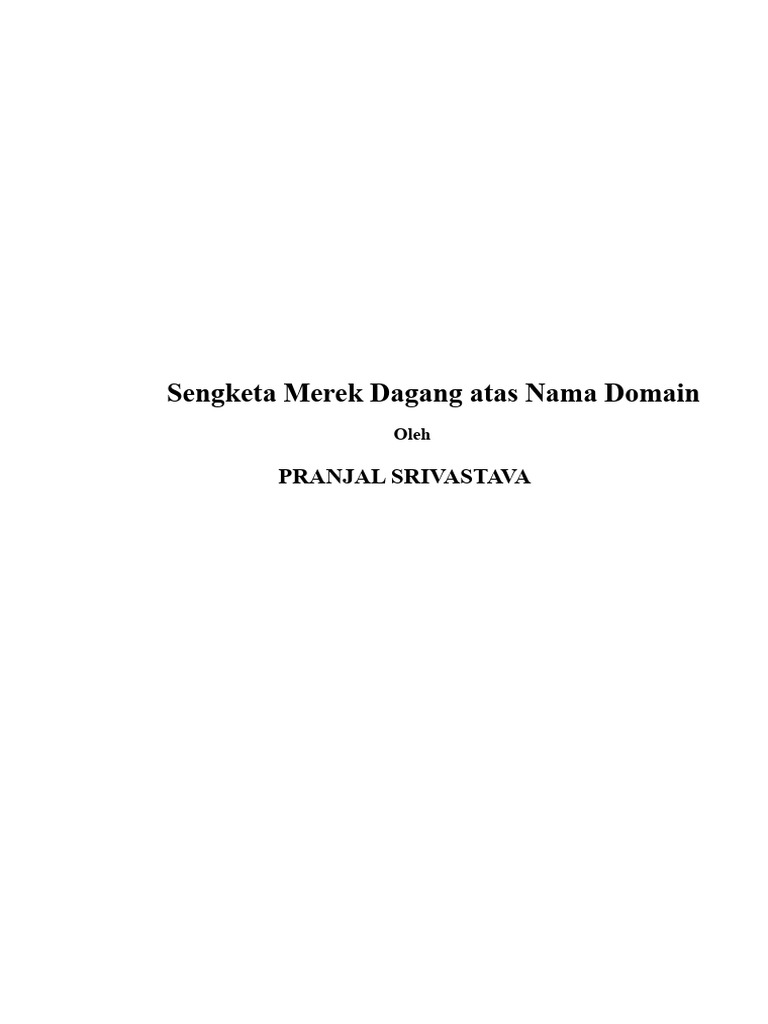 Sengketa Merek Dagang Atas Nama Domain | PDF