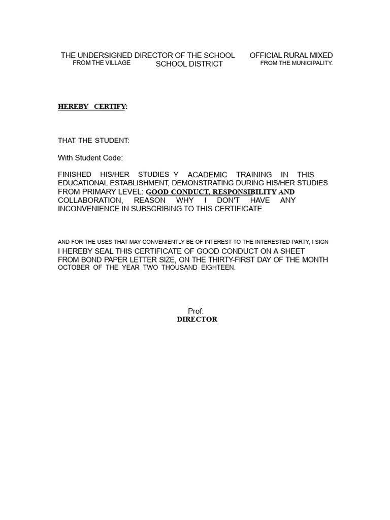 Good Conduct Certificate 2018 | PDF