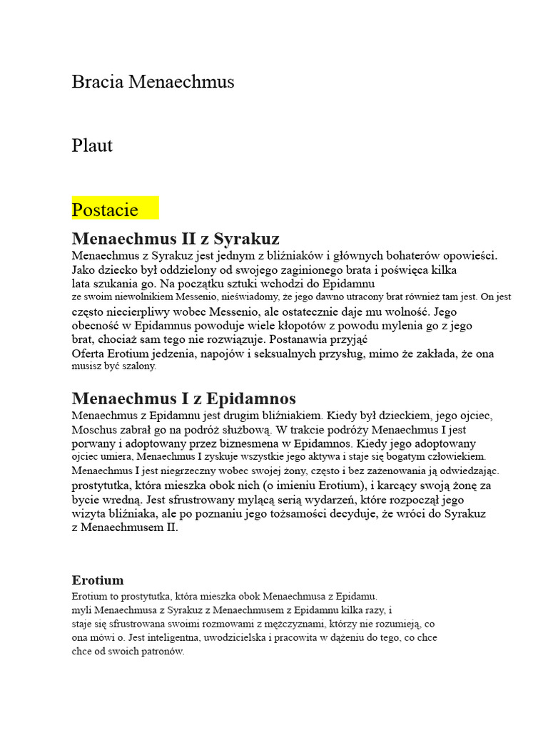Bracia Menaechmus | PDF