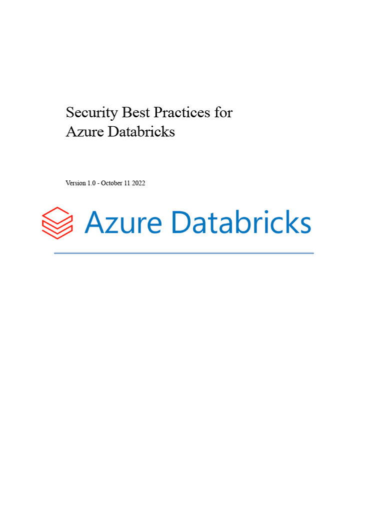 Azure Databricks - Security Best Practices and Threat Model | PDF | Microsoft Azure | Computer ...