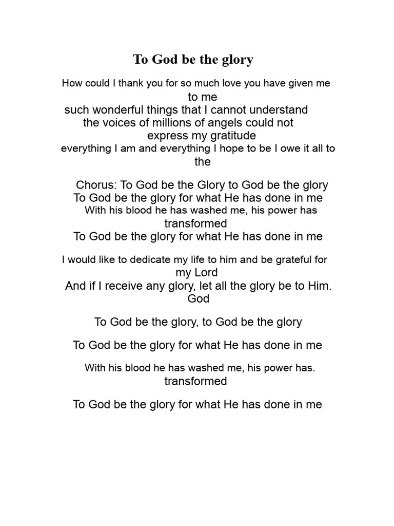 To God Be the Glory Lyrics | PDF
