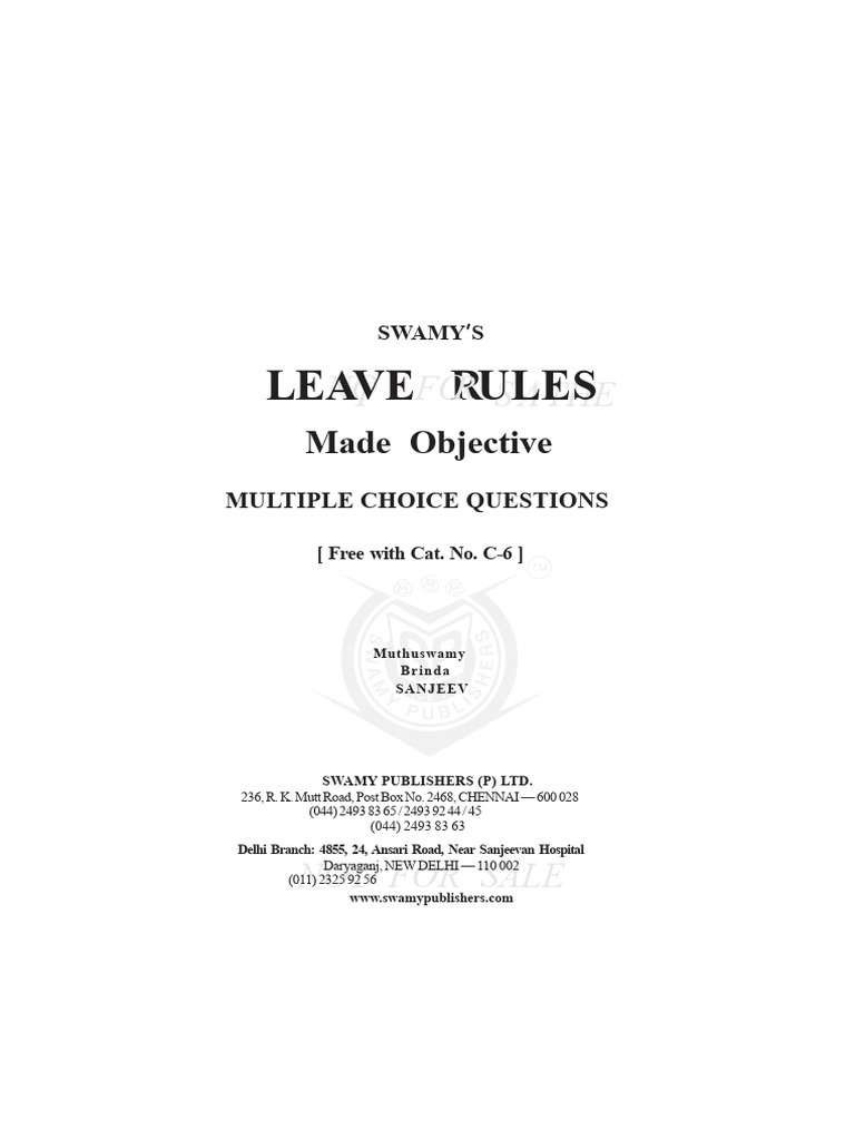 Leave Rule Made Objective Swamy | PDF | Salary | Pension