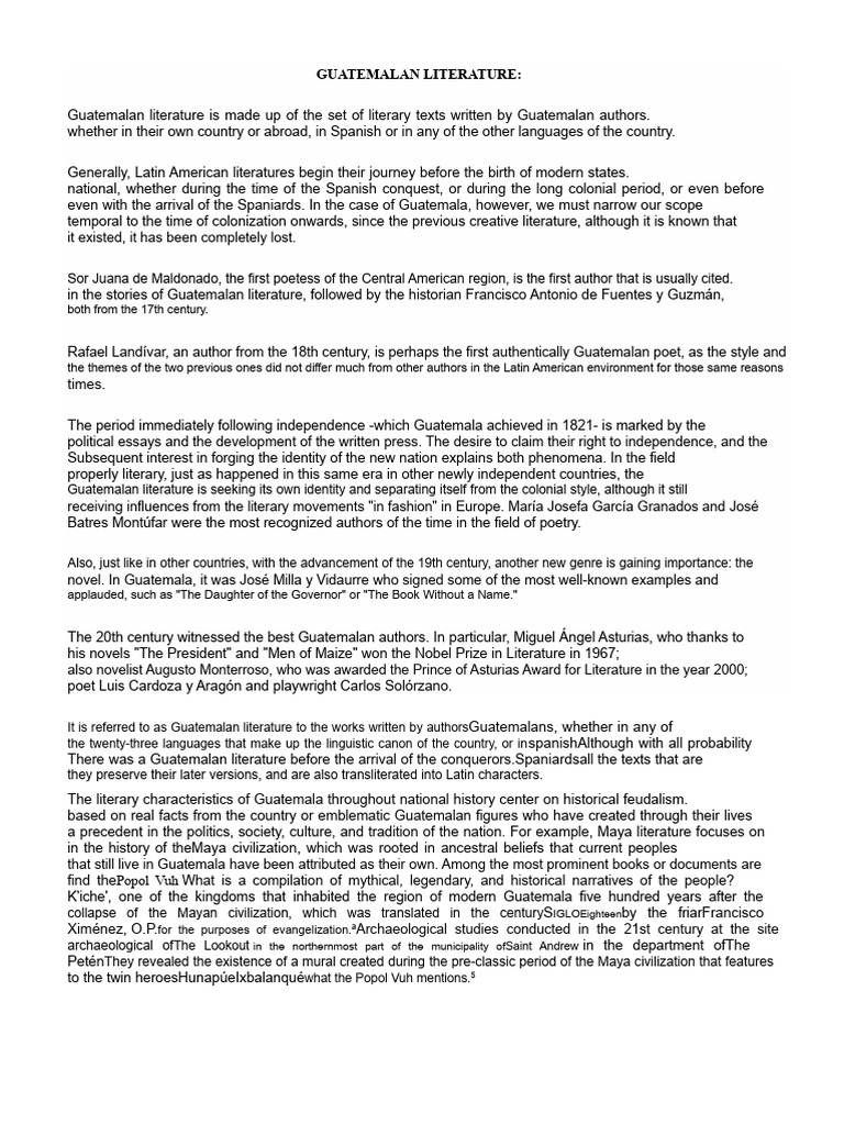 Guatemalan Literature | PDF