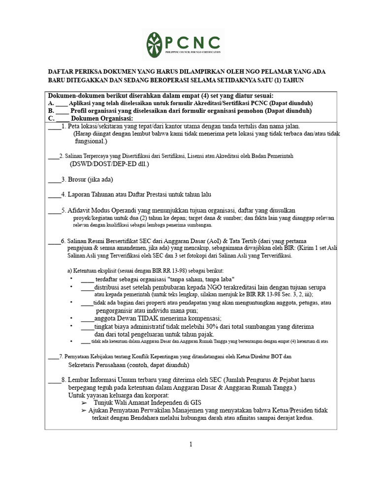 Akreditasi PCNC Untuk LSM | PDF