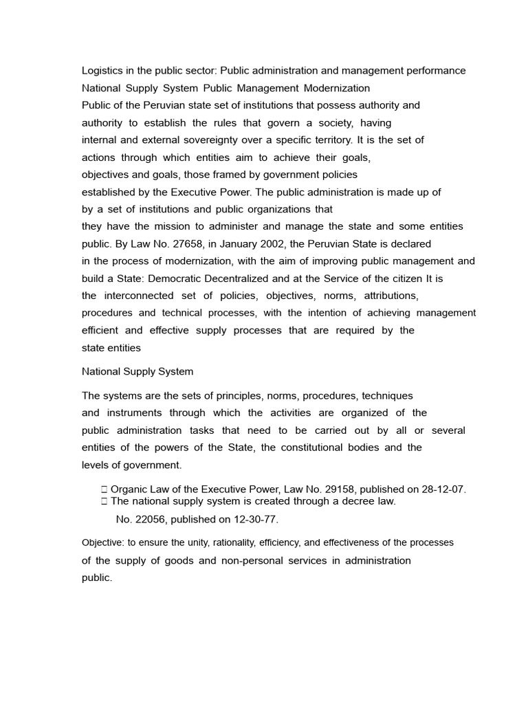Logistics of The Public Sector | PDF | Policy | Economies