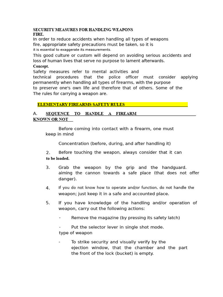 Safety Measures for Handling Firearms | PDF | Gun Barrel | Trigger ...