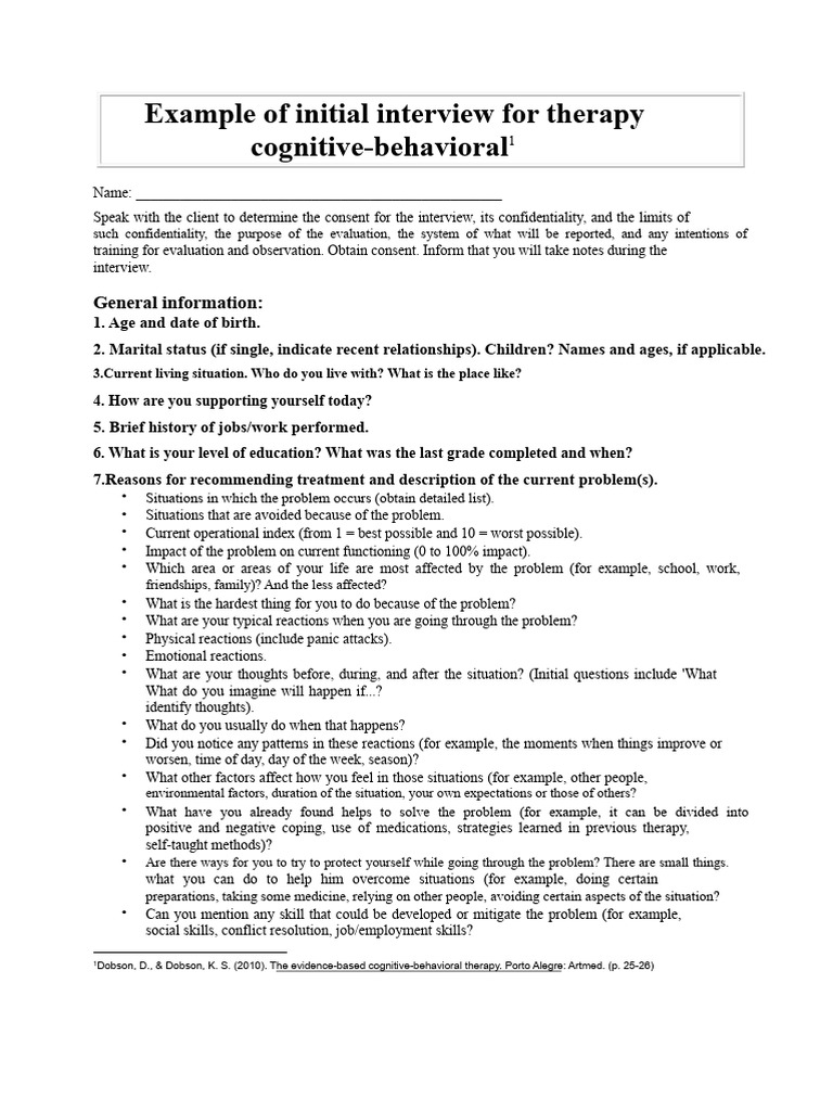 Initial Therapy Interview Guide | PDF | Substance Abuse | Mental Disorder
