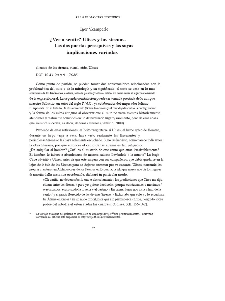 Ulises y las sirenas | PDF | Sirena | Odiseo