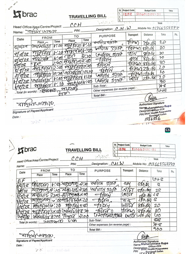T.A Bill Nasima | PDF