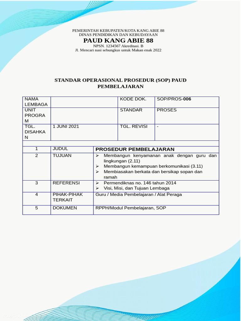 Sop Pembelajaran Merdeka | PDF
