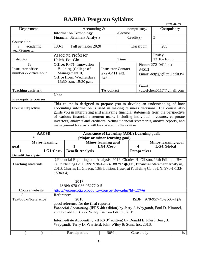 Financial Statement Analysis Course Syllabus | PDF | Exchange Rate ...