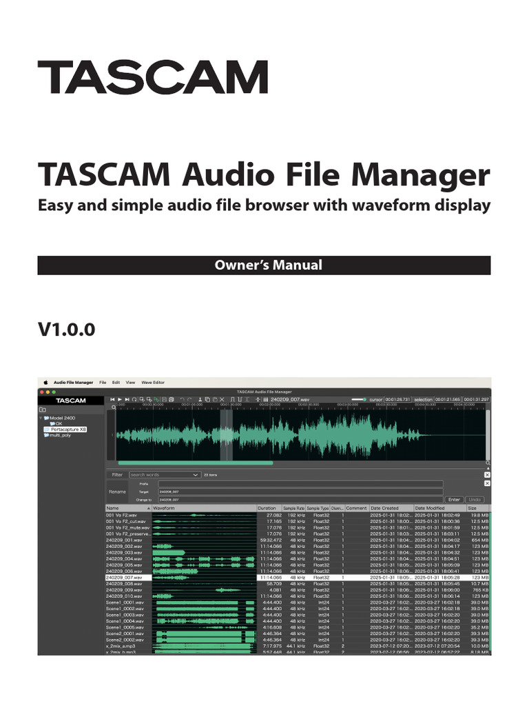 Tascam Audio File Manager Om e Va | PDF | Ios | Icon (Computing)