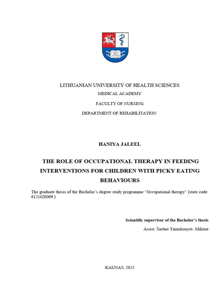 Occupational Therapy for Picky Eaters | PDF | Occupational Therapy ...
