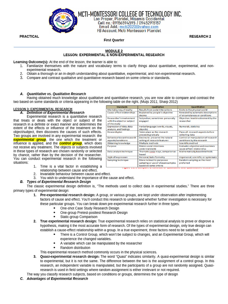 Q1M2 NEW Practical Research 2 | PDF | Experiment | Quantitative Research