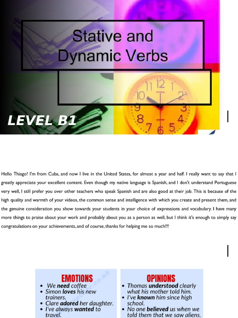 Stative vs Dynamic Verbs Explained | PDF | Syntax | Linguistics