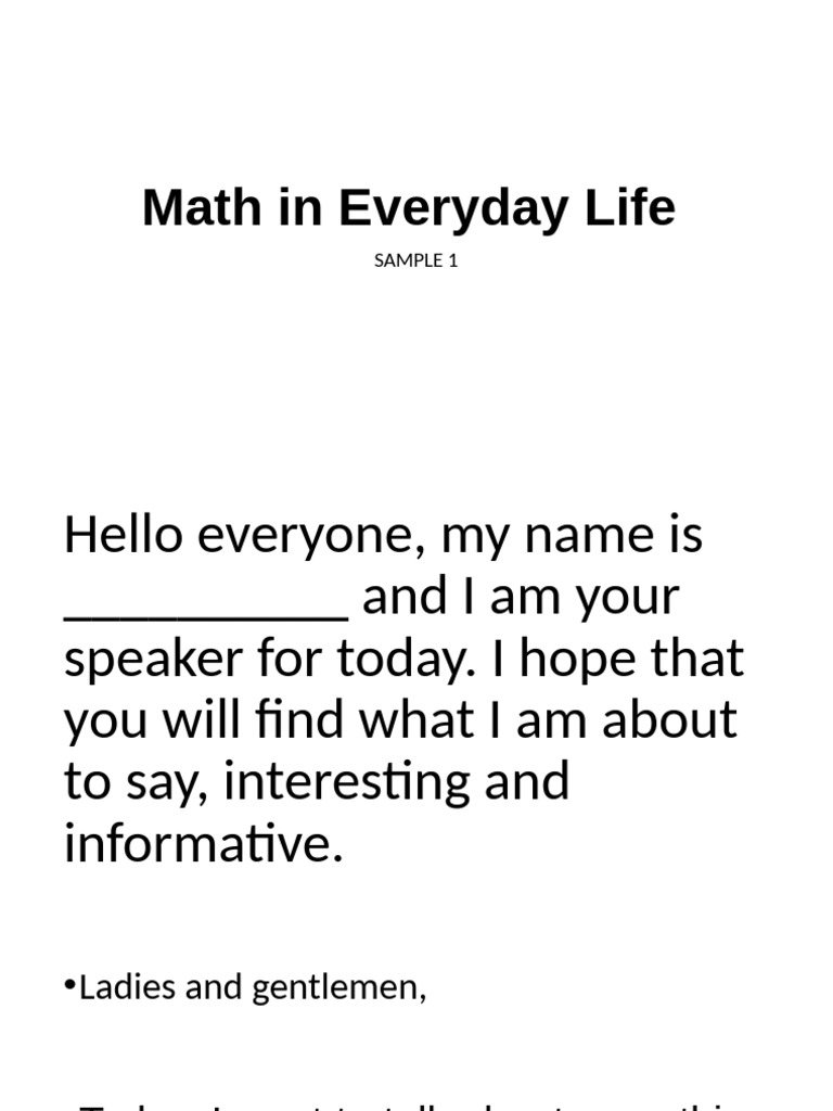 Math in Our Everyday Life Sample 1 | PDF