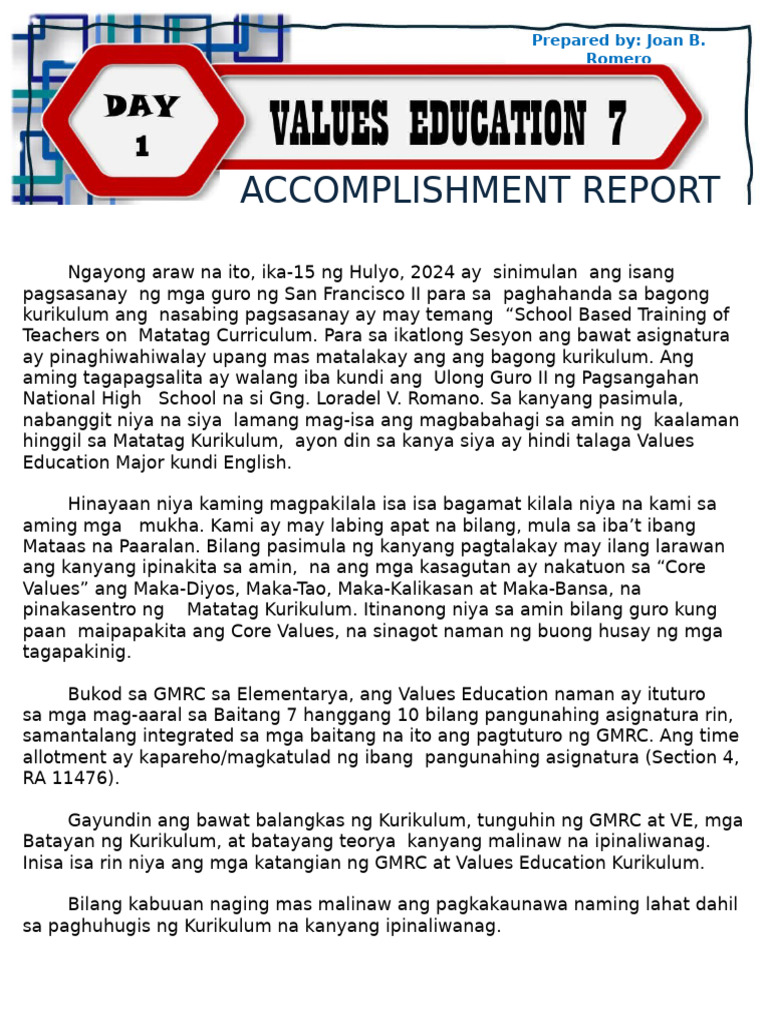 Accomplishment Report | PDF