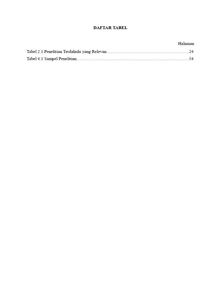 Daftar Tabel | PDF