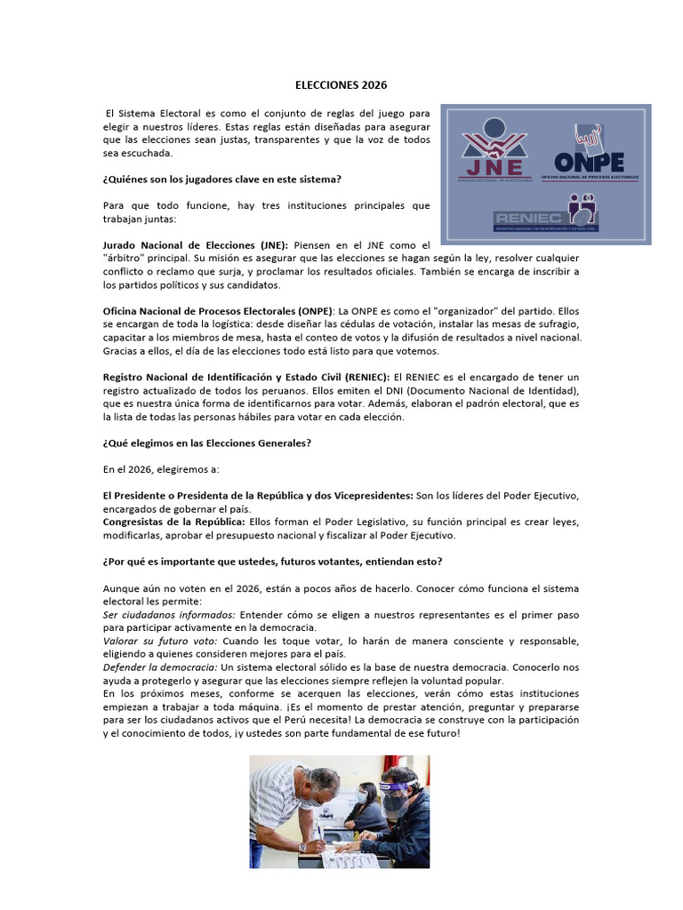 Sistema Electoral y Elecciones 2026 | PDF | Elecciones | Gobierno